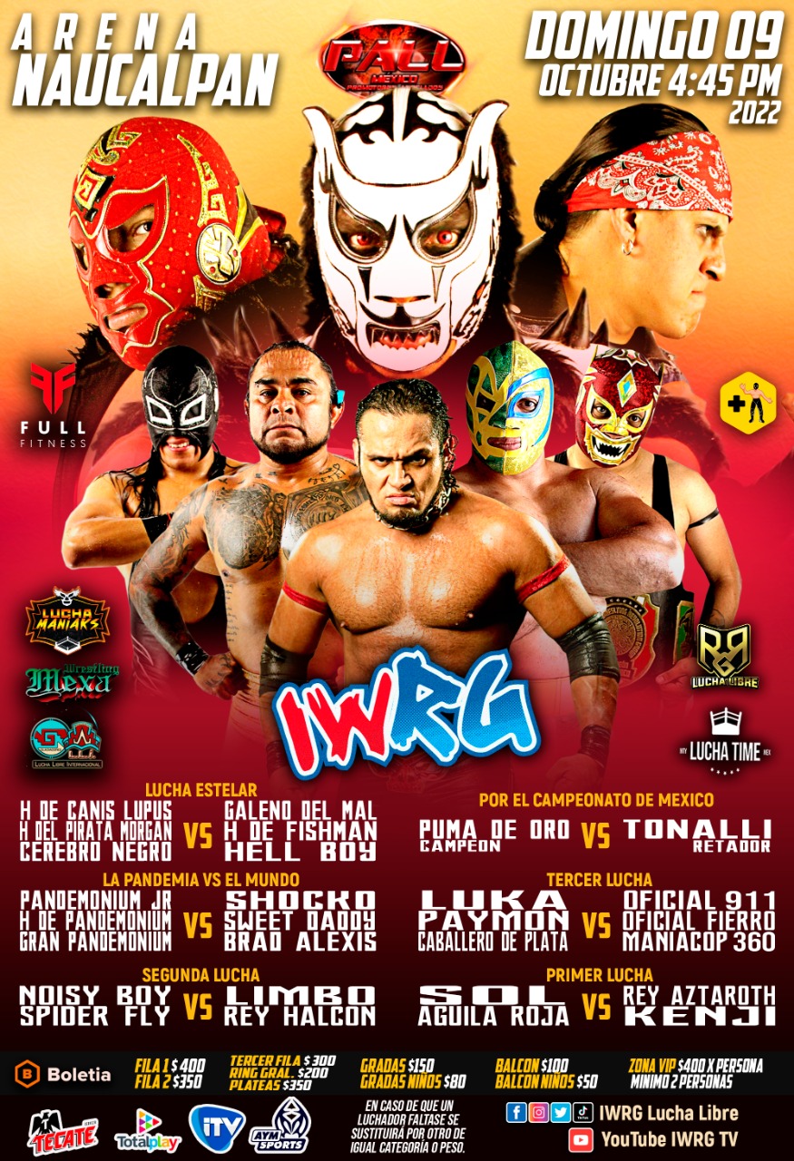 Compra boletos para Lucha Libre IWRG POR EL CAMPEONATO DE MÉXICO - Boletia