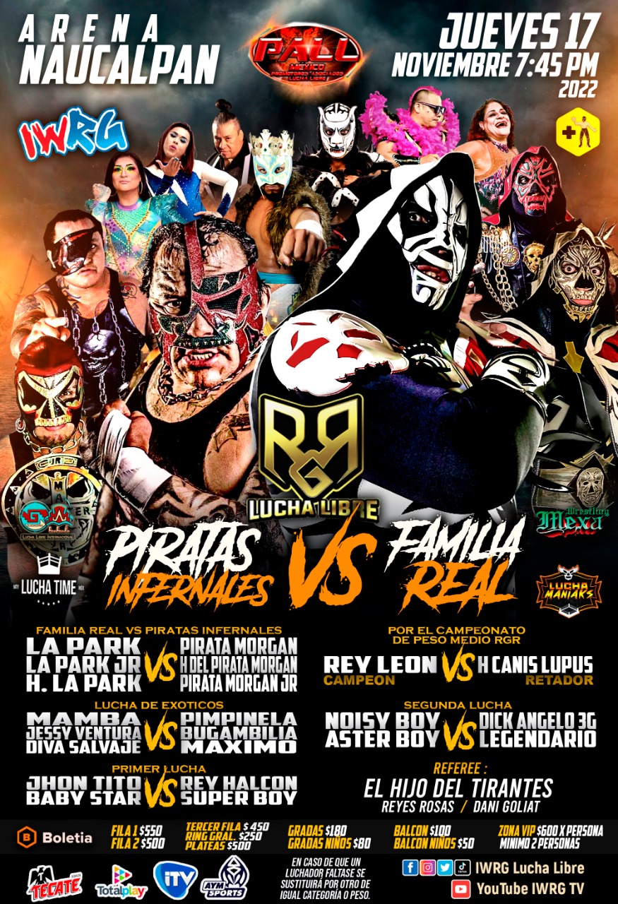 Compra boletos para Lucha Libre IWRG Y RGR LA FAMILIA REAL VS LOS PIRATAS - Boletia