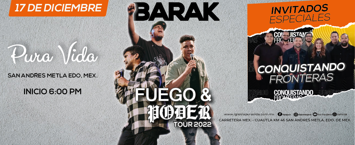 Compra boletos para BARAK FUEGO Y PODER / PURA VIDA - Boletia