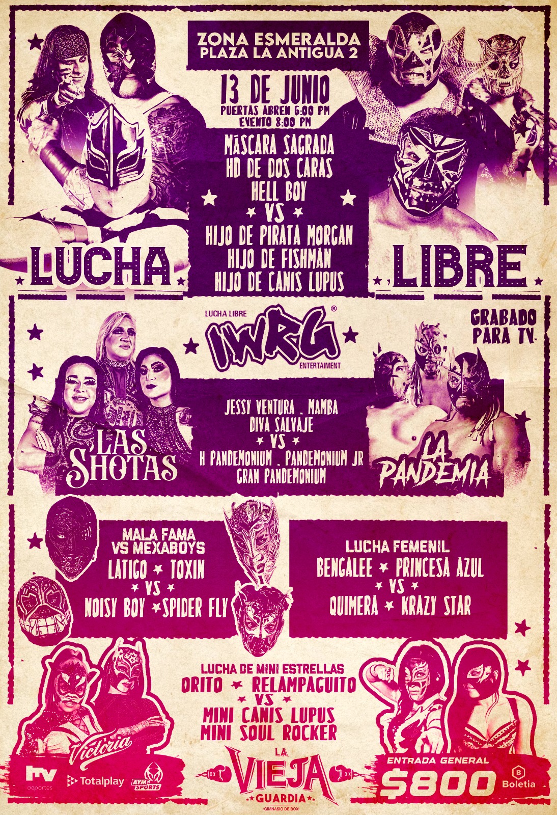 Lucha Libre IWRG ZONA ESMERALDA PLAZA LA ANTIGUA 2 | Boletia