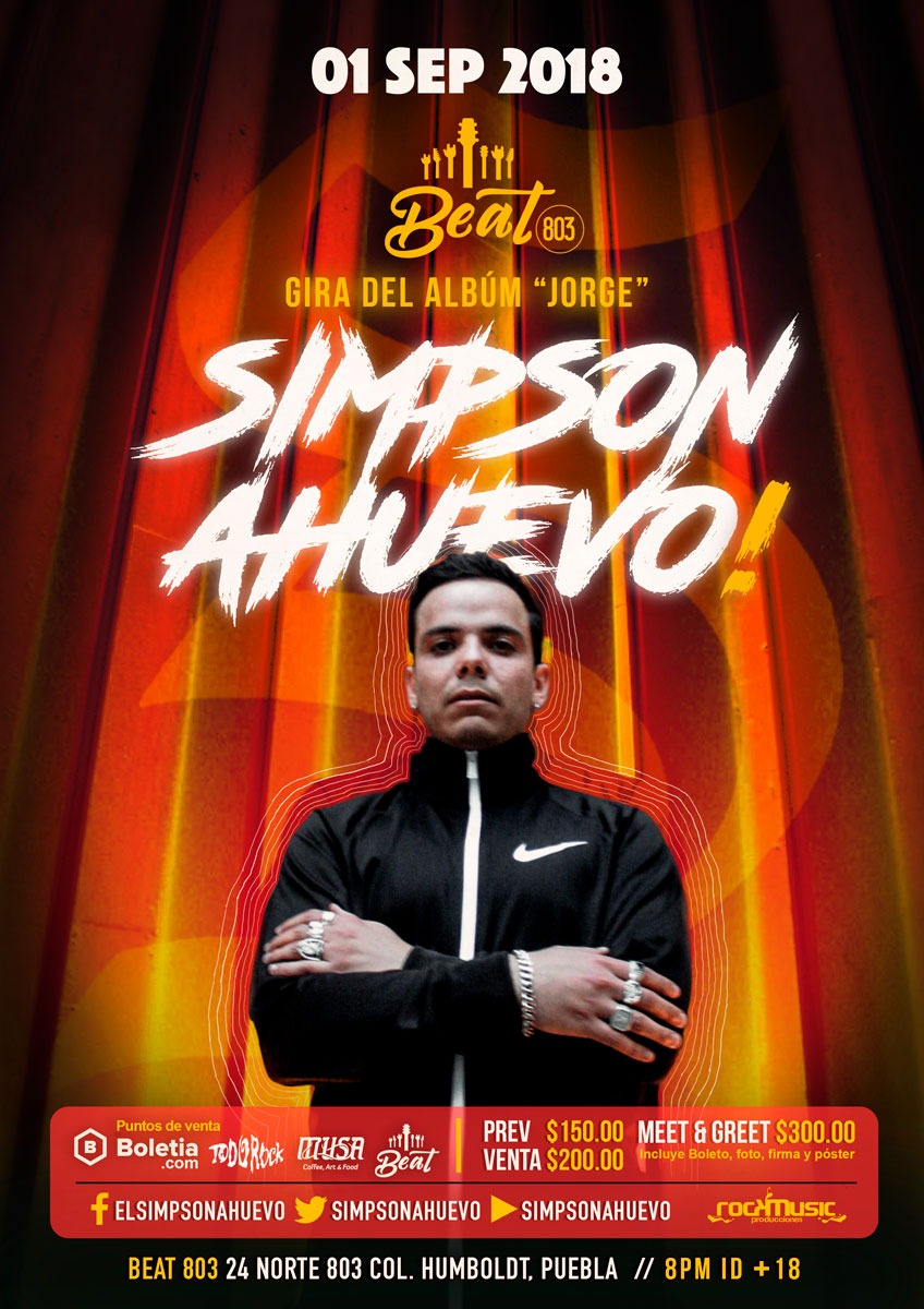 Compra boletos para Simpson Ahuevo en Beat 803 Puebla - Boletia