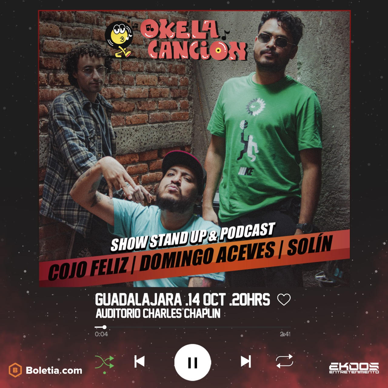 Compra boletos para OKELA CANCION EN GUADALAJARA - Boletia